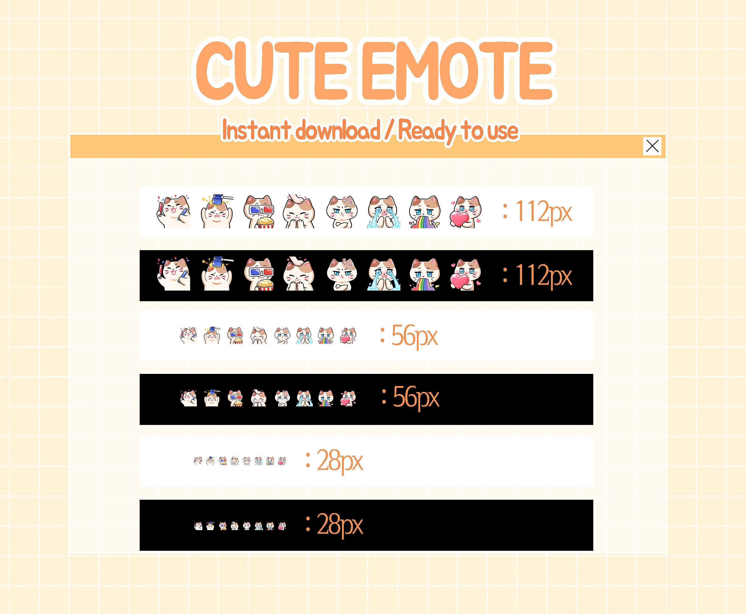 Cute Cat Twitch Emotes, Kawaii Neko Discord Stickers. - Etsy
