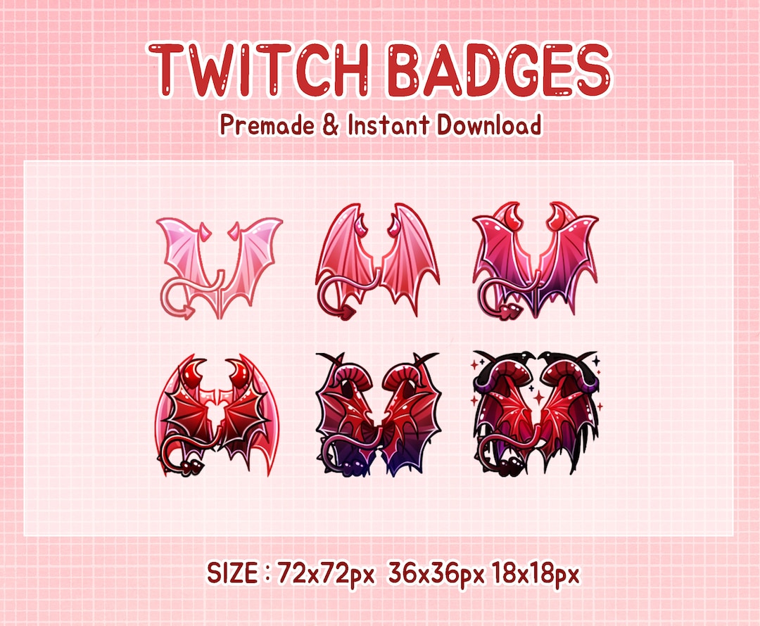 Red Devil Wing Twitch Sub Badge (digital Download) - Etsy