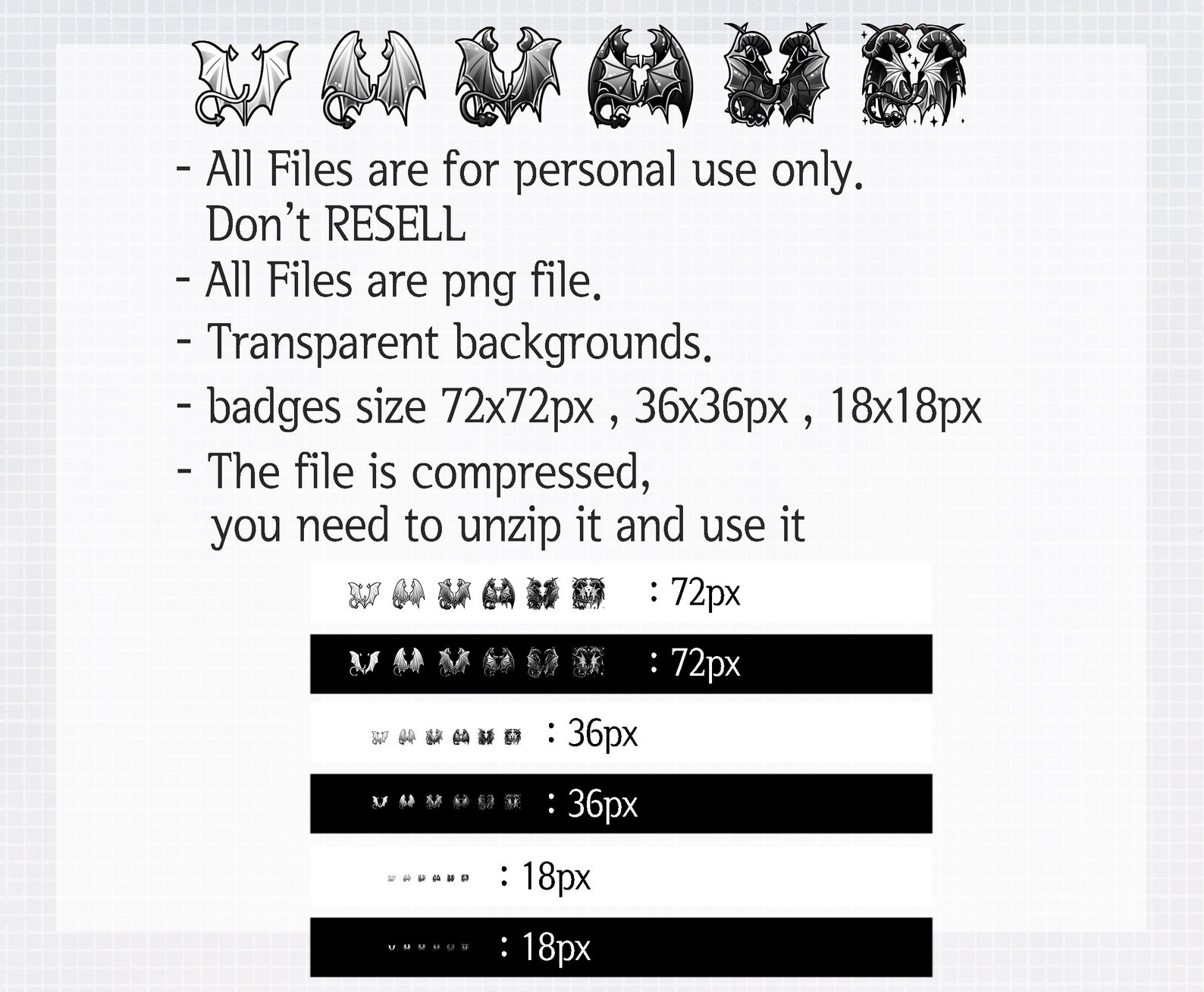 Twitch Badges White And Black Devil Wing Etsy