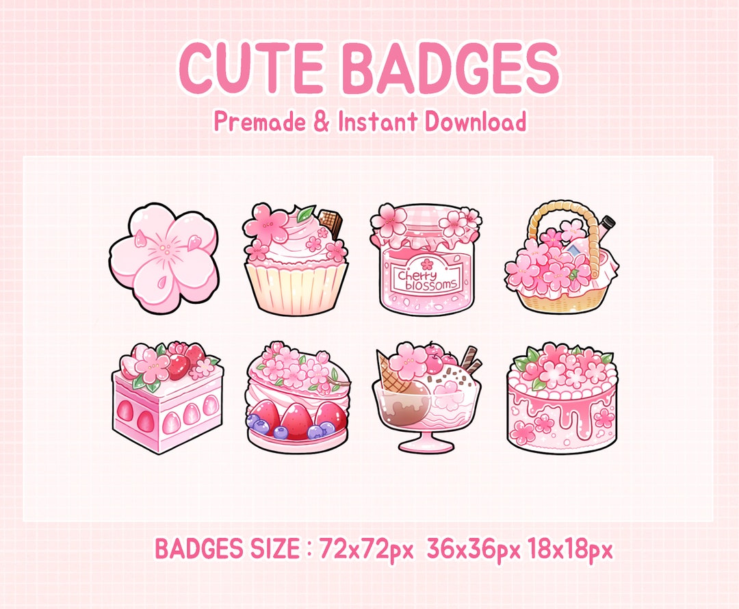 Twitch Badges, Sakura Pink Cake Sub Badge, Cherry Blossom Stream. - Etsy