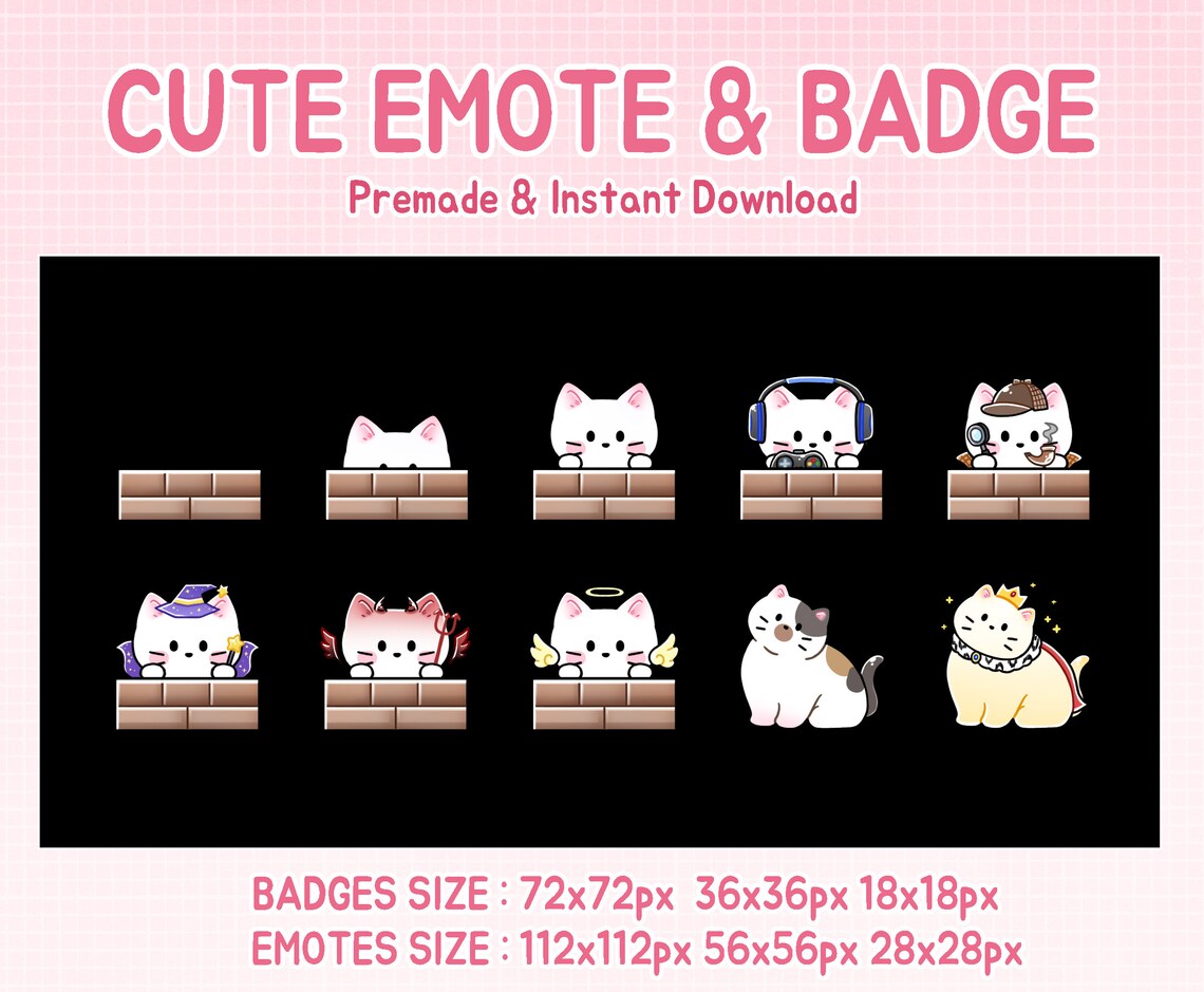 Twitch Badges Cute Cat on the Brick Wall. - Etsy