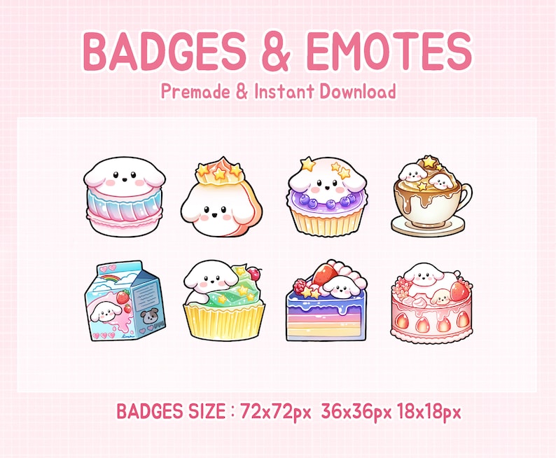 Twitch Badges, Cute Dog Sub Badge, Kawaii Cake Bit. - Etsy