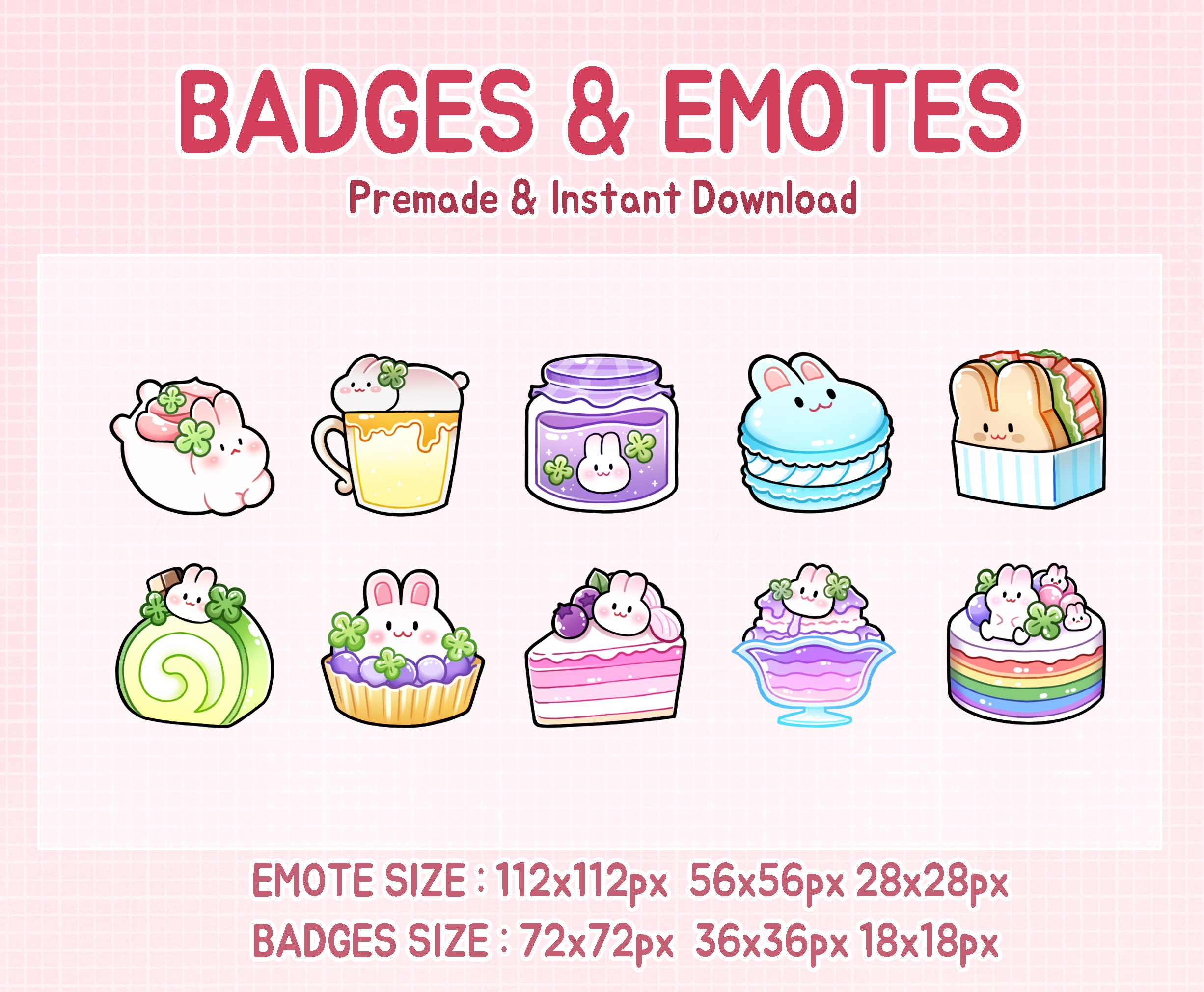 Twitch Badges and Emotes Rabbit Cake Macaroon (digital Download) - Etsy