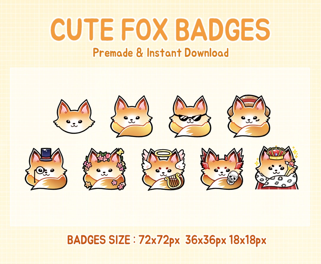 Twitch Badges, Cute Fox Sub Badges, Animal Bit Badge. - Etsy