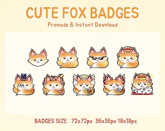 Cute Fox Sub/bit Badges for Twitch Streaming Pixel Forest Animal Stream ...