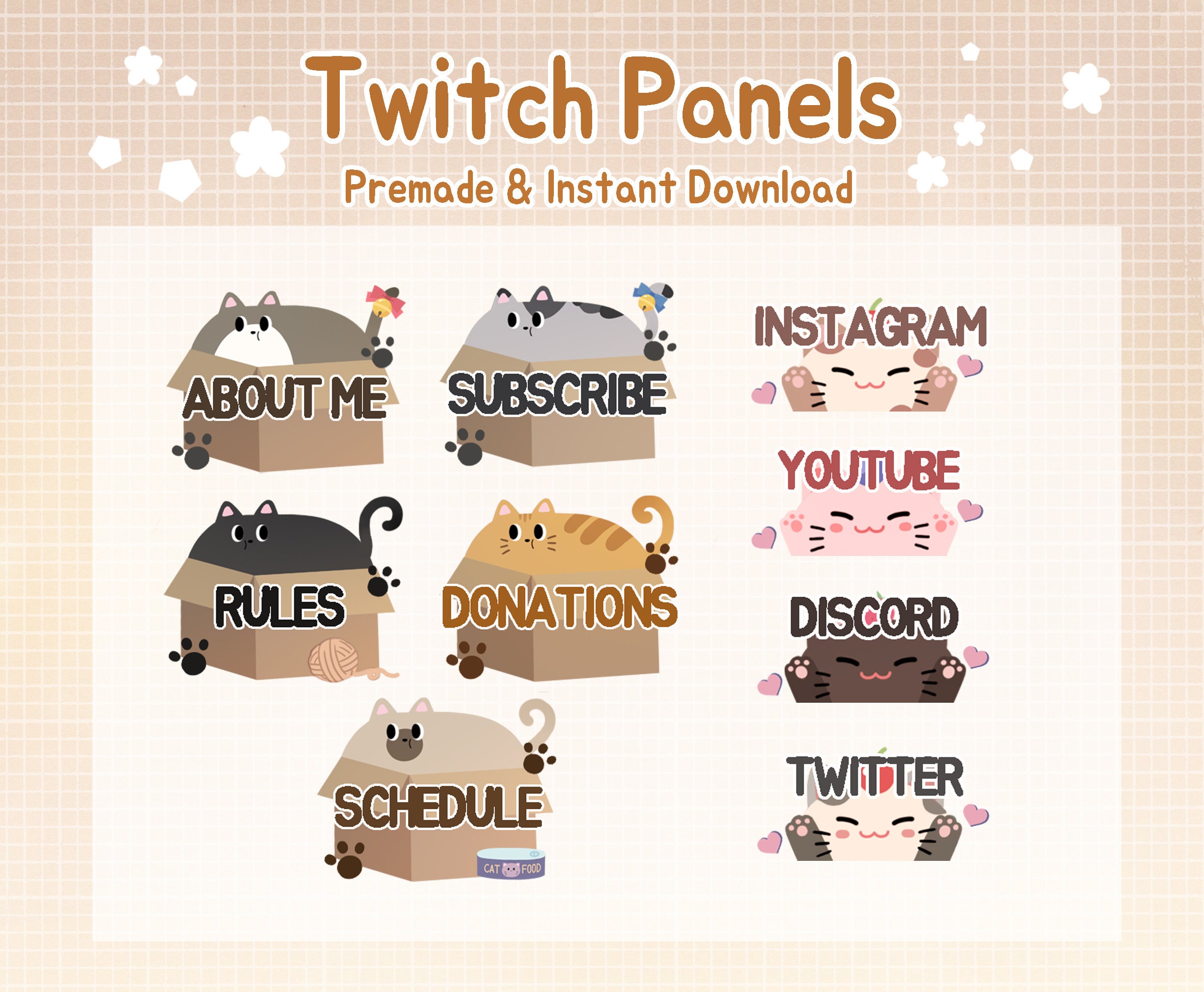 Twitch Kawaii Cute Cat Panels. - Etsy