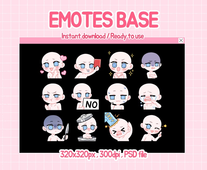 Chibi Emotes Base Twitch Emotes Diy Cute Emotes. - Etsy UK