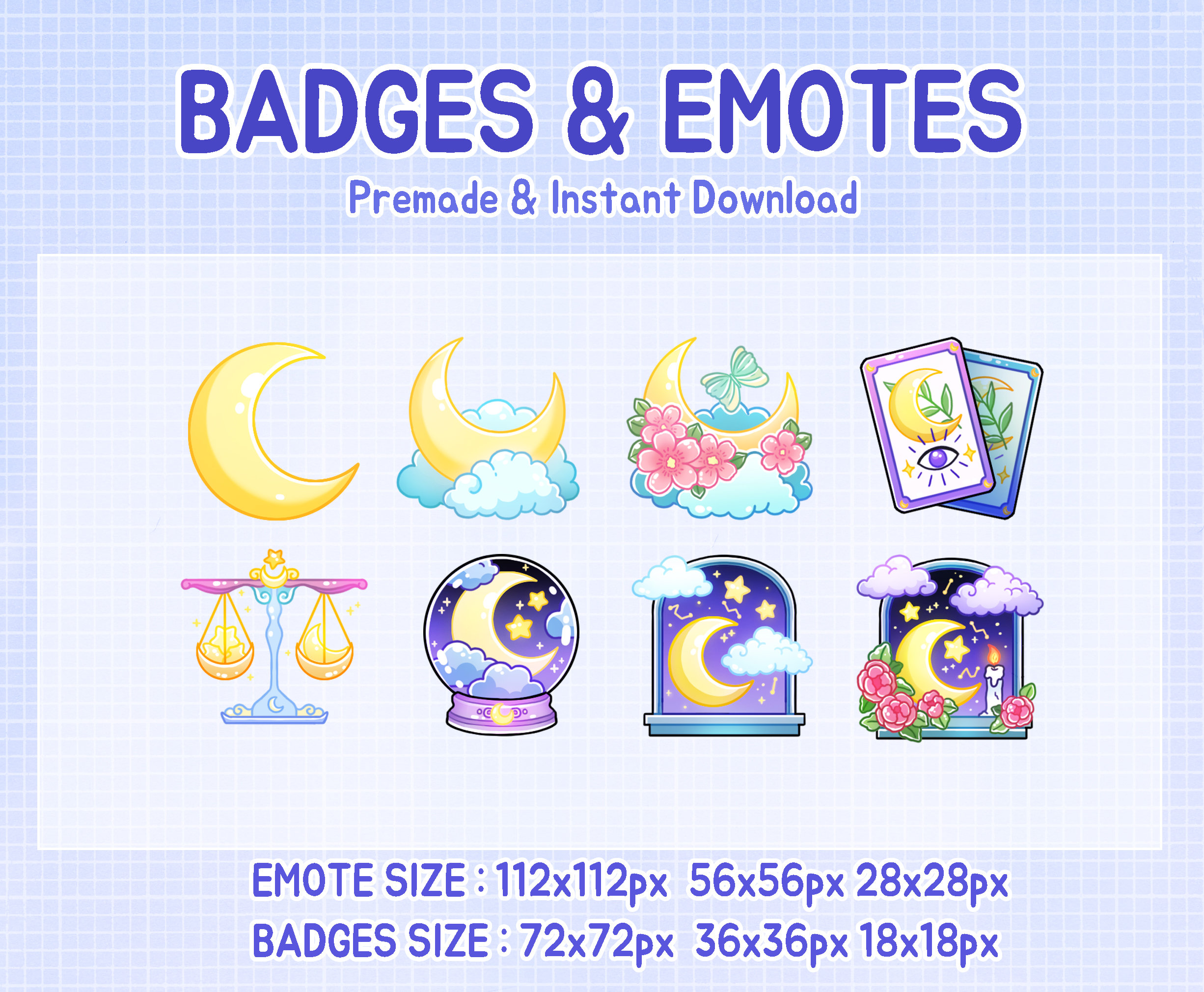 Moon Twitch Badges, Twitch Moon Emotes, Twitch Sub Badge. - Etsy
