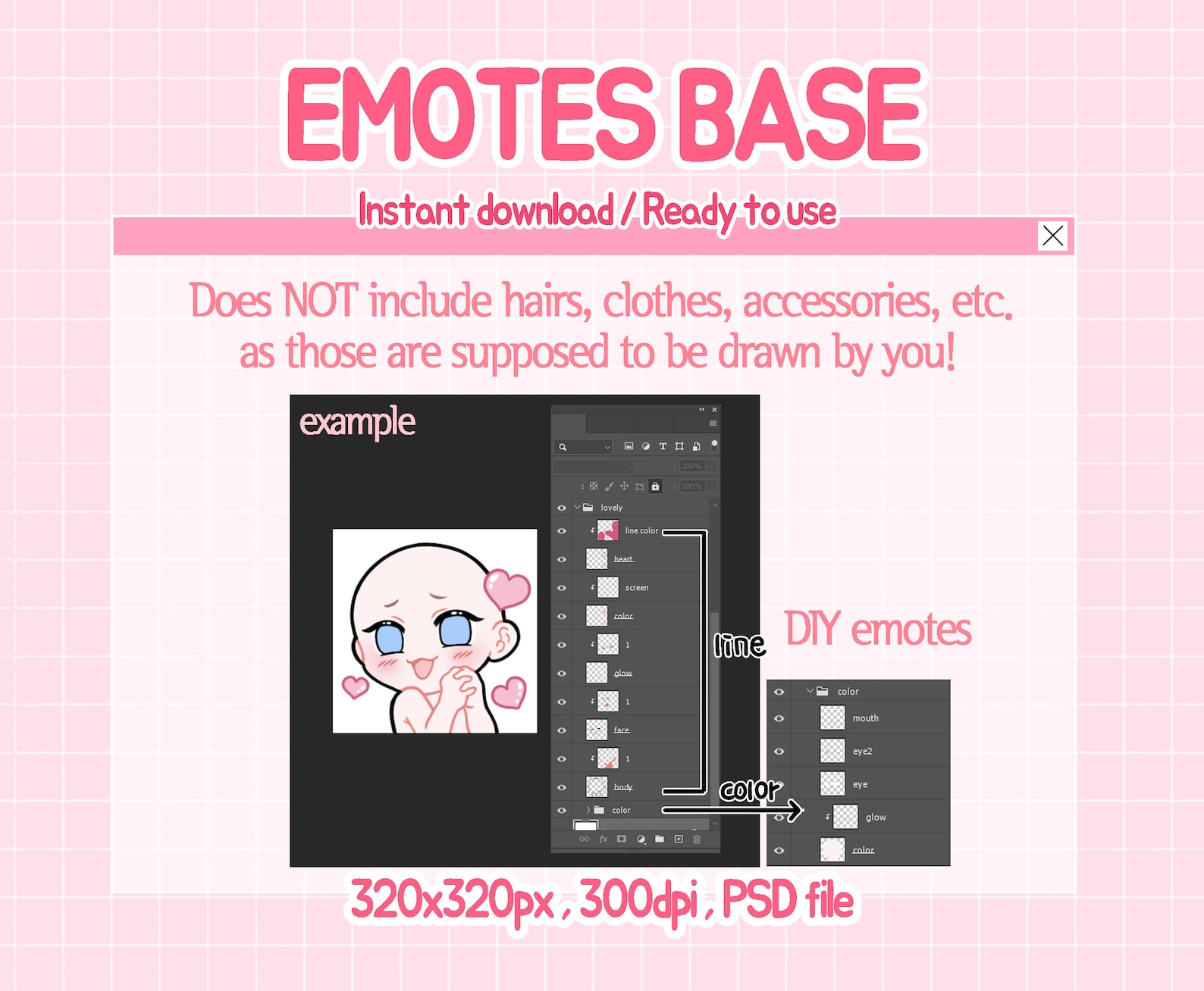 Chibi emotes base, emotes twitch, emotes mignonnes bricolage. - Etsy France