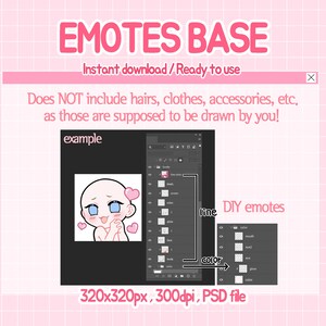 Twitch Emote Base PSD, Chibi Emote Template for Discord, DIY Anime ...