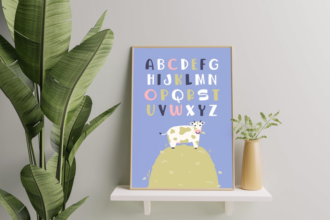 Pastel ABC Cow for Kids Downloadable Print Fun Minimalist - Etsy