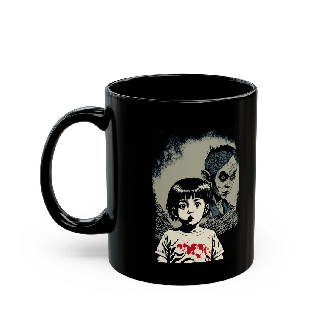 Horror Mug, Junji Ito Inspired Art, Boy and Man, Cute but Scary, Black ...