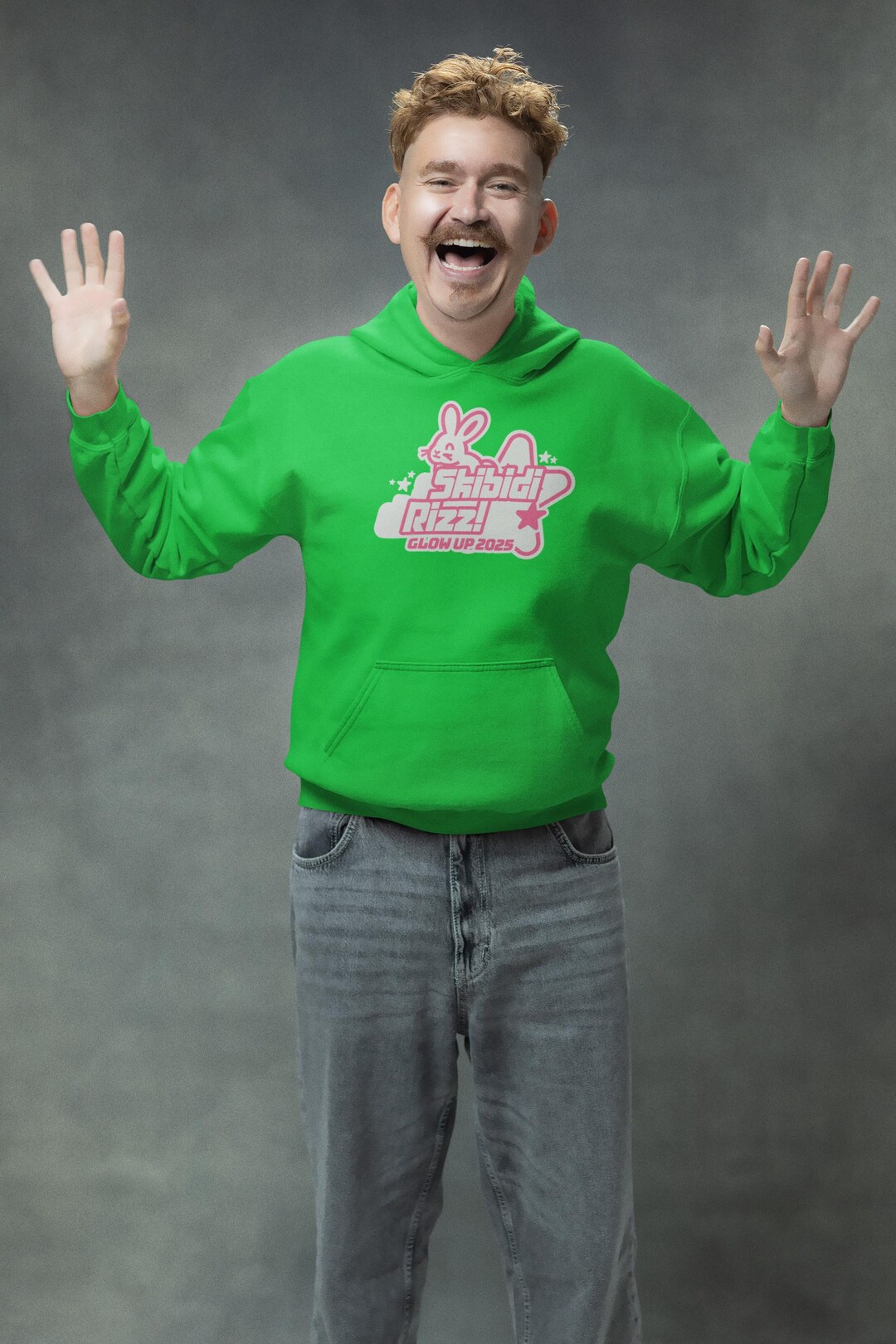 Skibidi Rizz Hoodie, Pink Rabbit Glow up 2025 Sweatshirt, Funny Cute ...