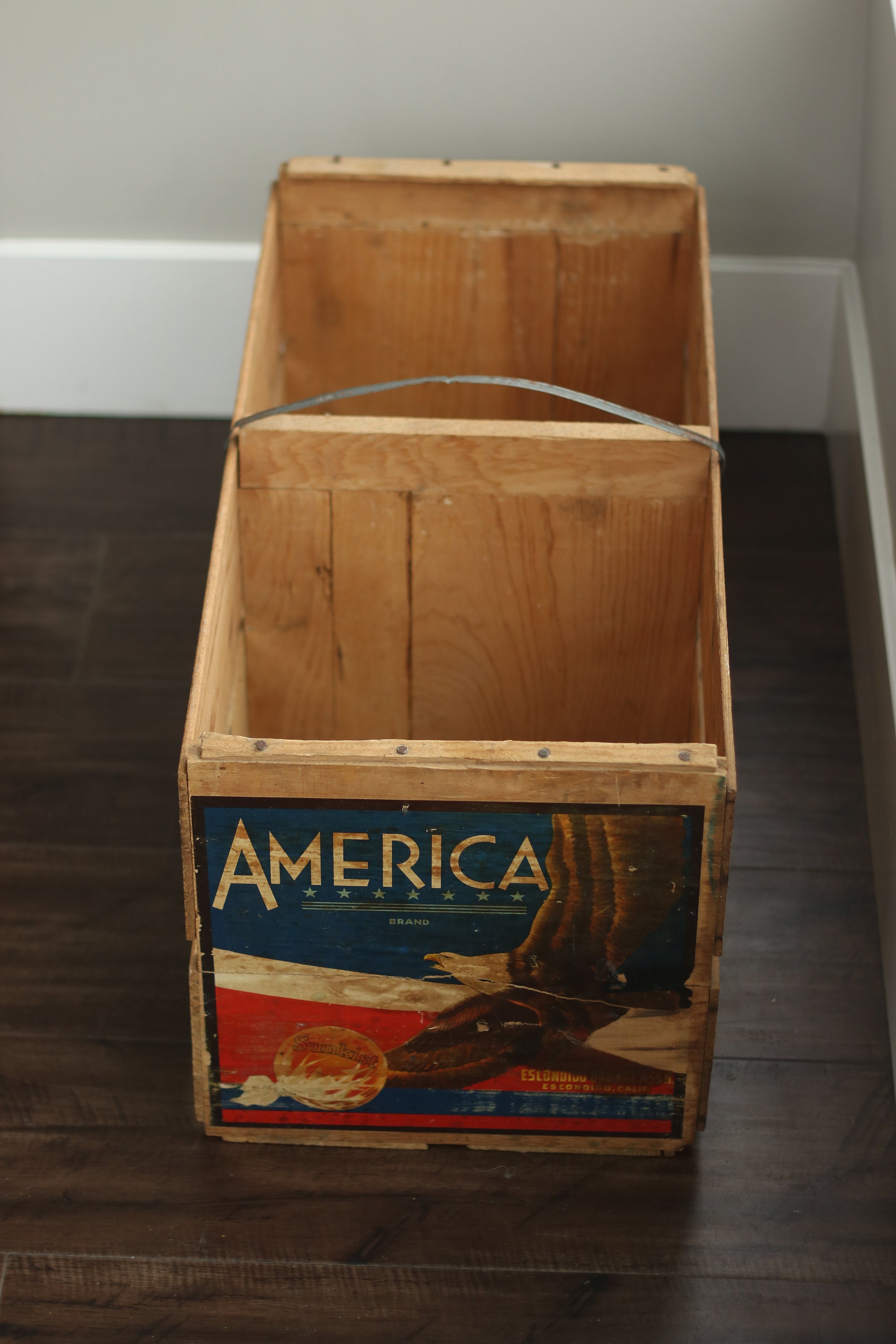 Sunkist America Brand Vintage Double Wooden Crate With Eagle Paper ...