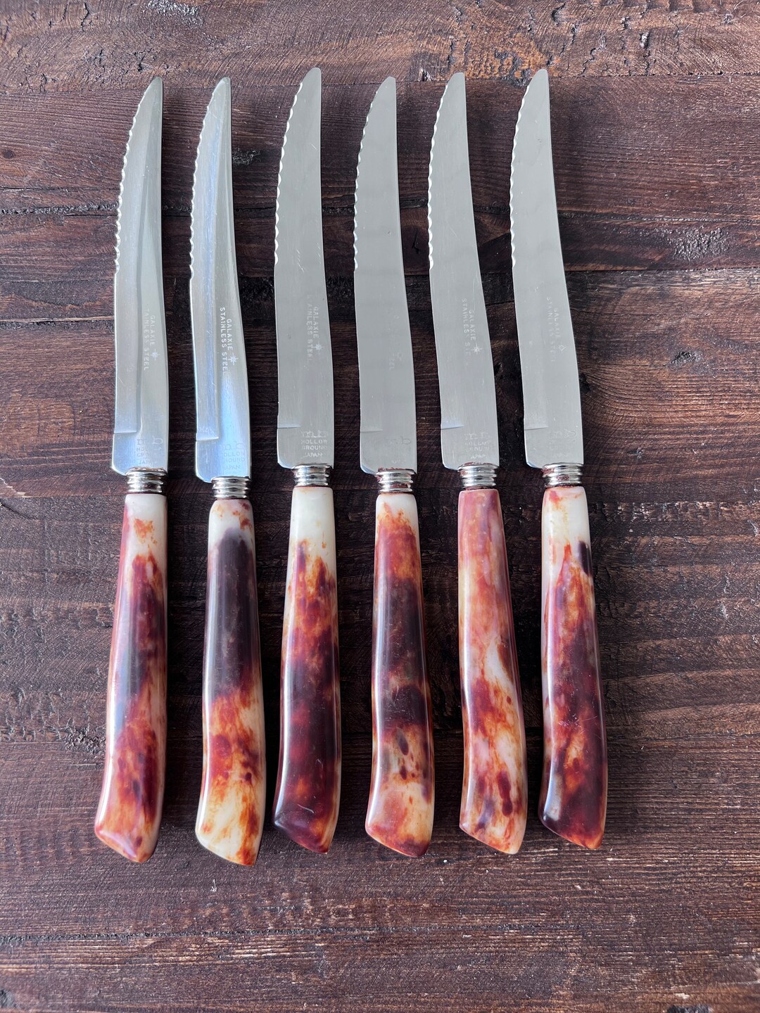 Bakelite Steak Knives-set of 6- Marbled Bakelite Steak Knives- MB ...