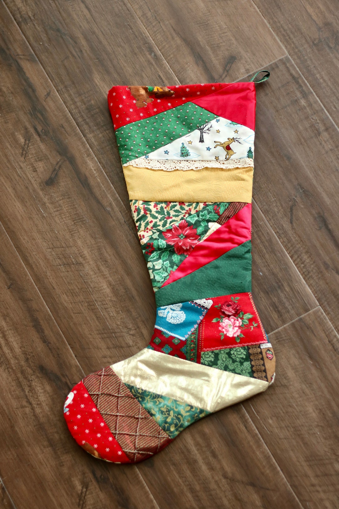 Vintage, Handmade Quilted, Patchwork Christmas Stocking - Etsy