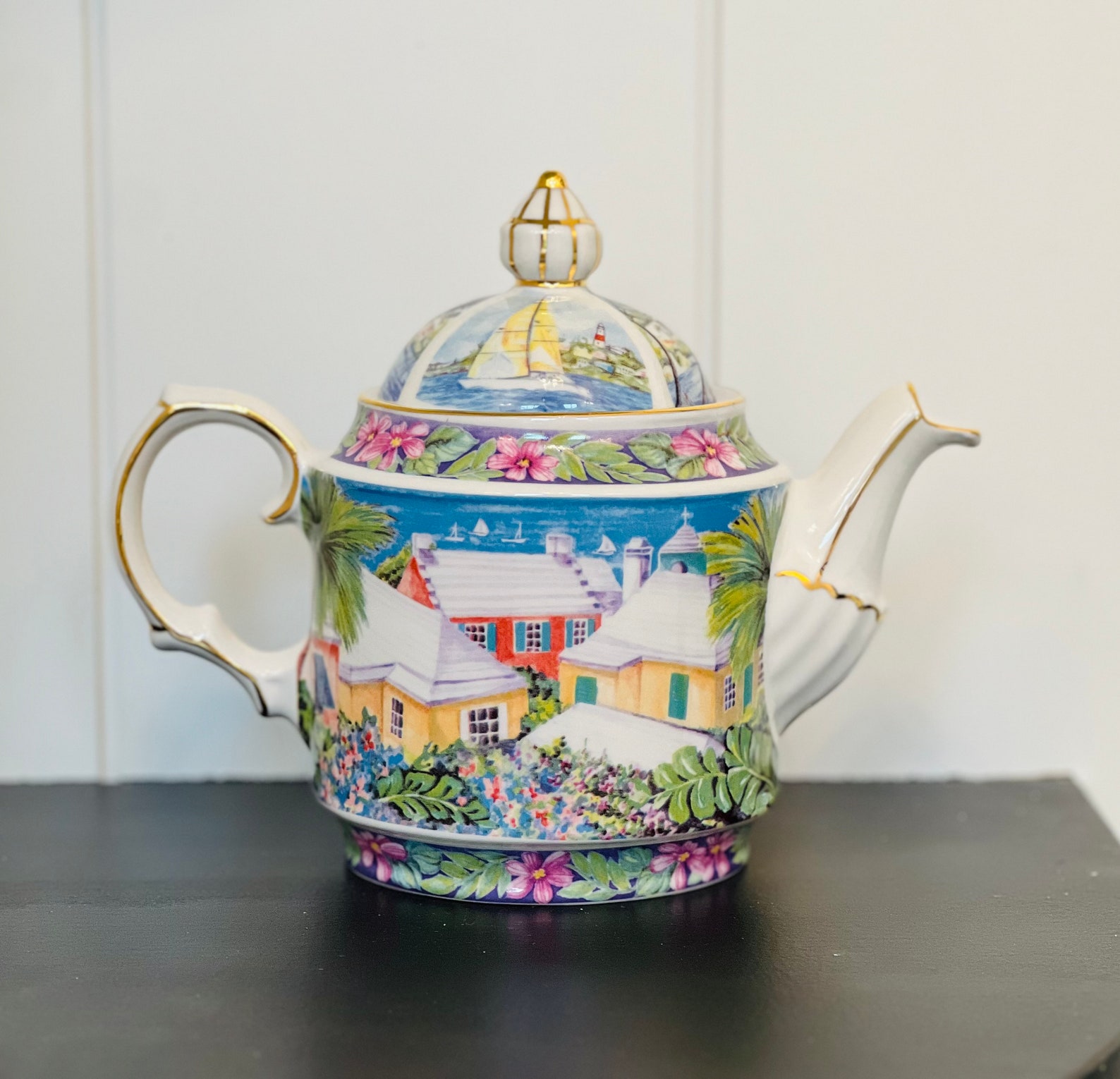 Vintage James Sadler rooftops Teapot-bermuda-made in India - Etsy