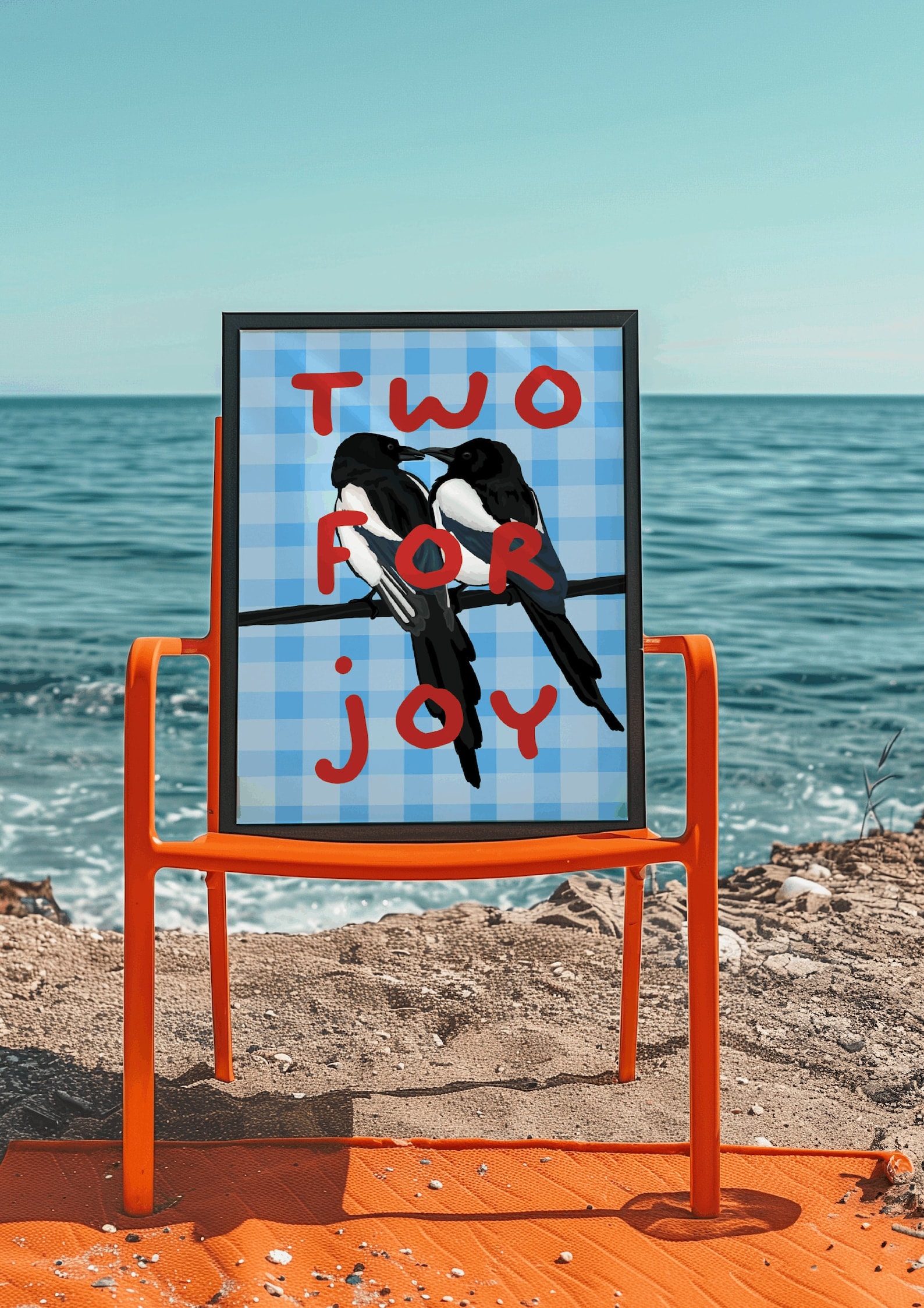 Two for Joy Magpie Print - Blue Modern Wall Decor Art Print Funny ...