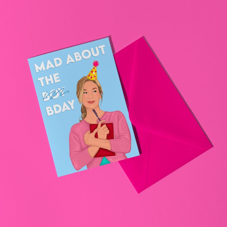 Bridget Jones Mad About the Bday Birthday Card - Bridget Jones Inspired ...