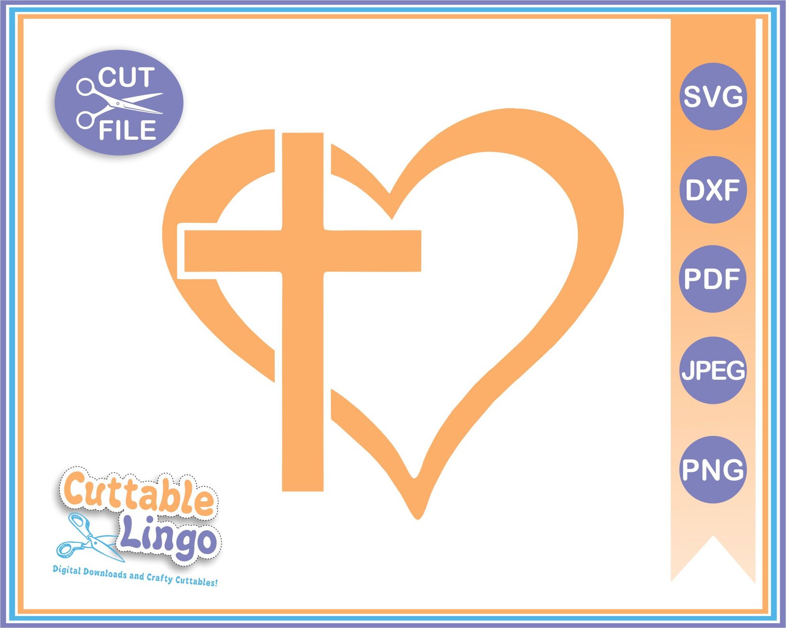 Cross Heart Silhouette SVG DXF PDF Digital Download File for - Etsy UK