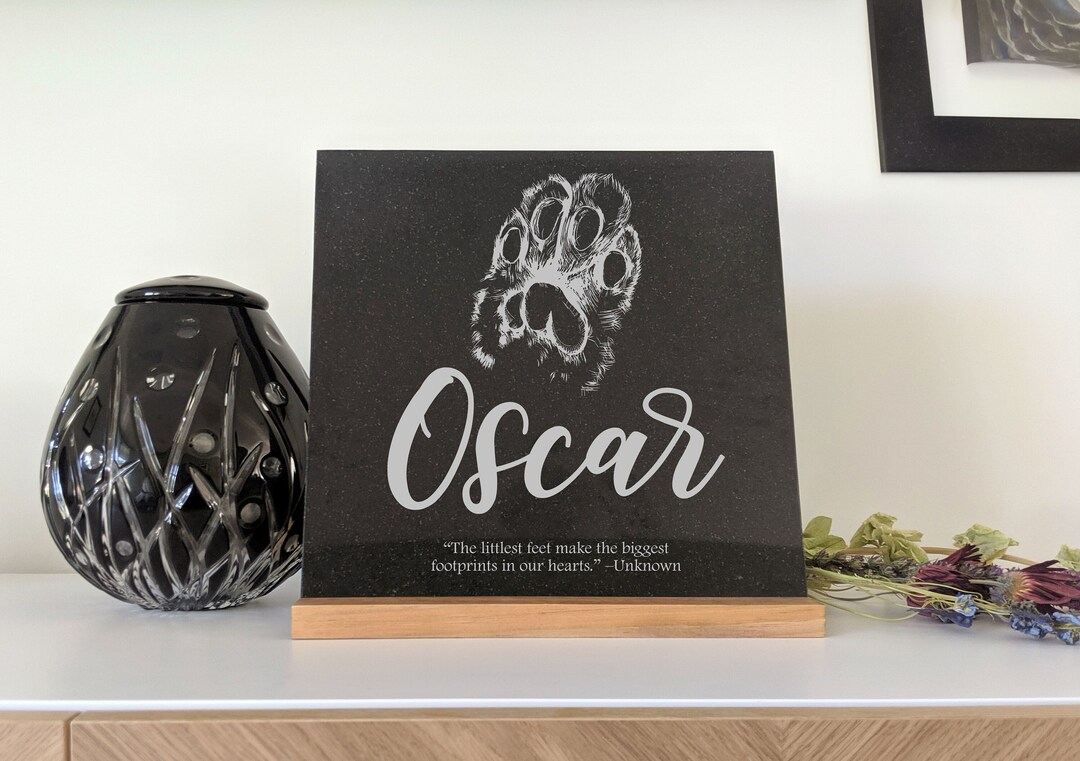 Cat Paw Granite Marble Pet Memorial Grave Stone Marker Gift 12x12 ...