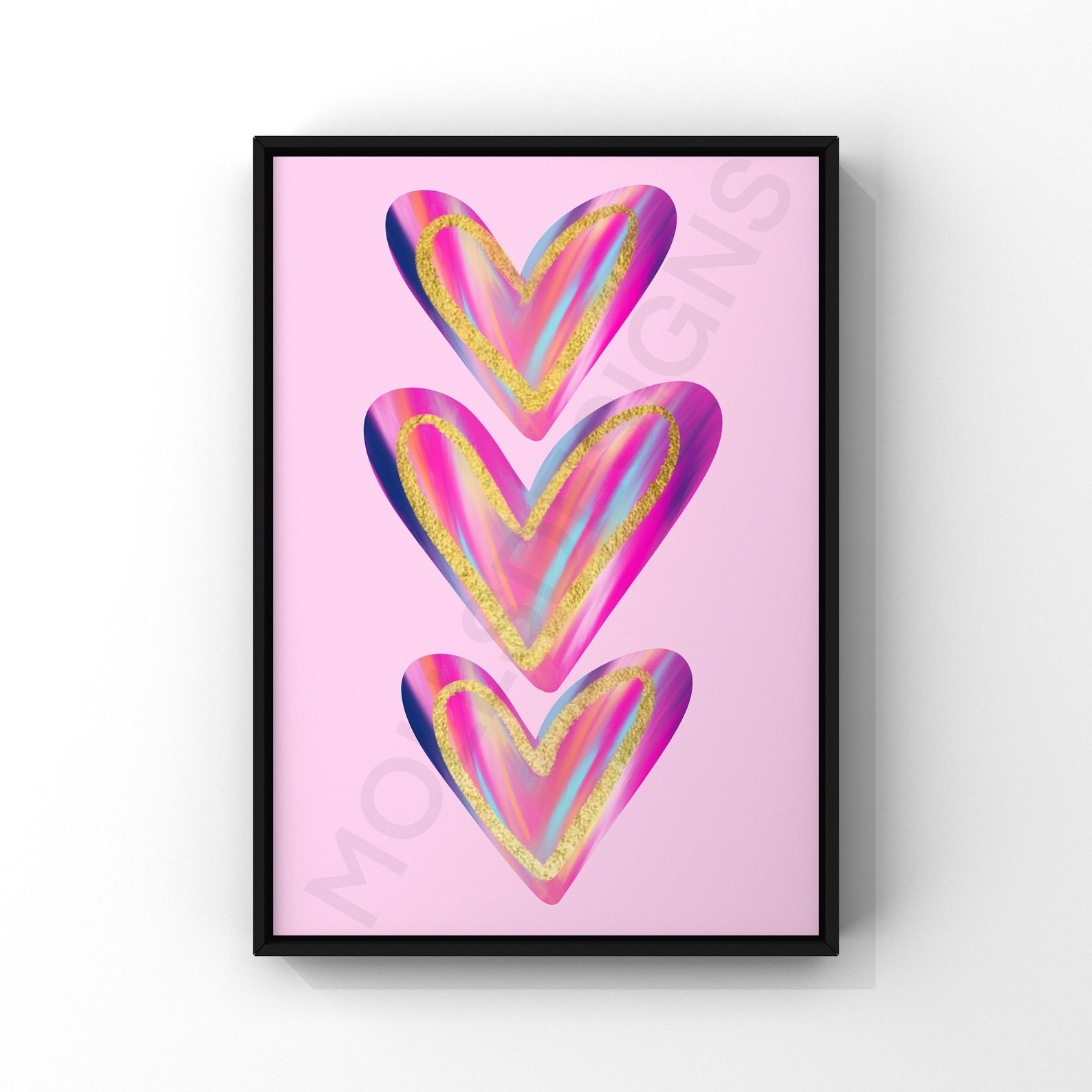 Preppy Pink Foil Hearts digital Download Preppy Wall Art - Etsy