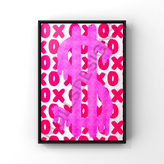 Preppy Pink XOXO Money Sign digital Download Preppy Wall - Etsy