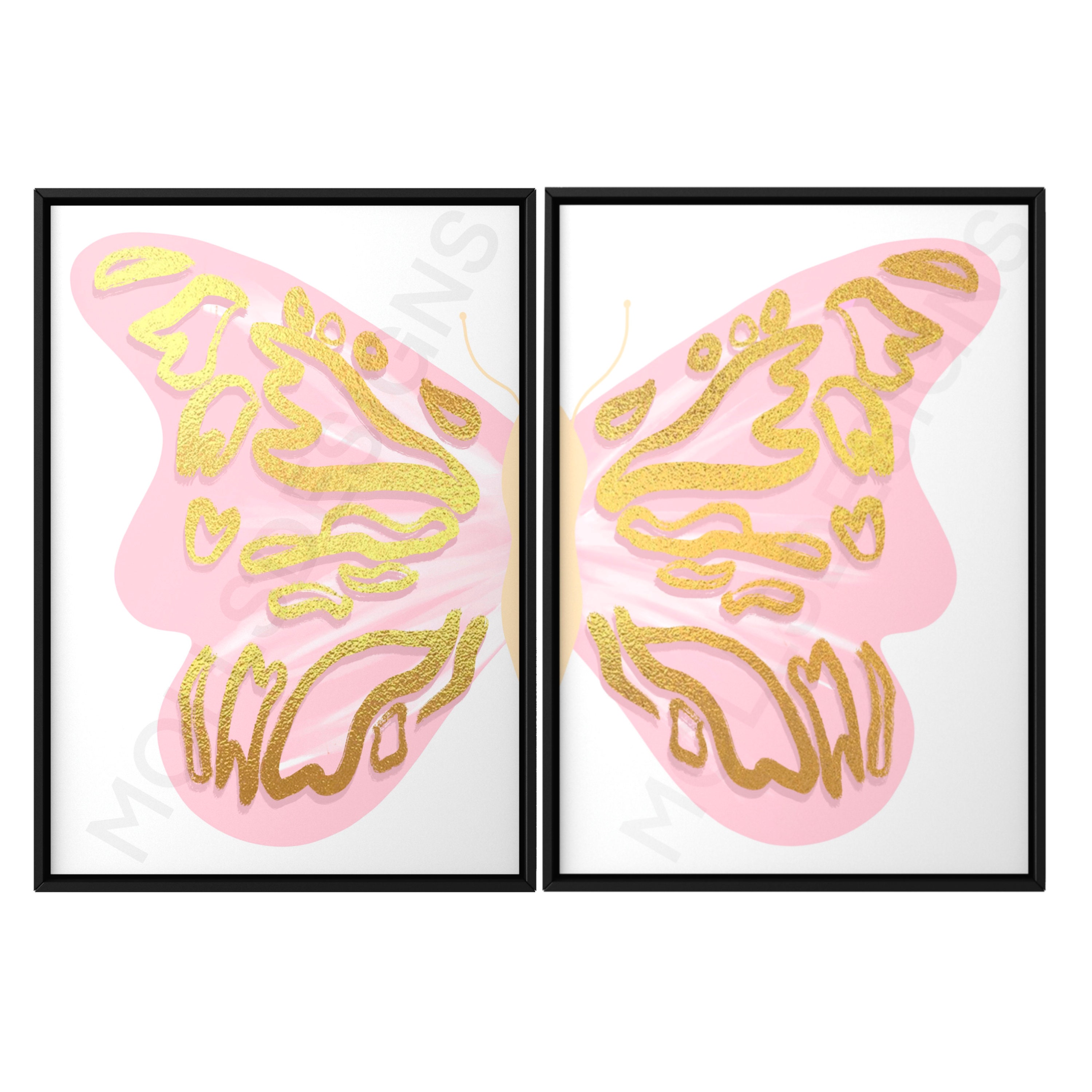Preppy Split Butterfly Wall Art digital Download Preppy - Etsy