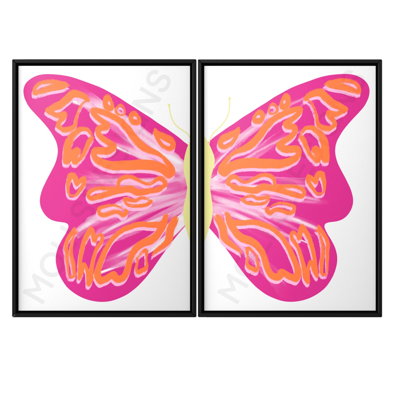Preppy Split Butterfly Wall Art (digital Download), Preppy Wall Art ...