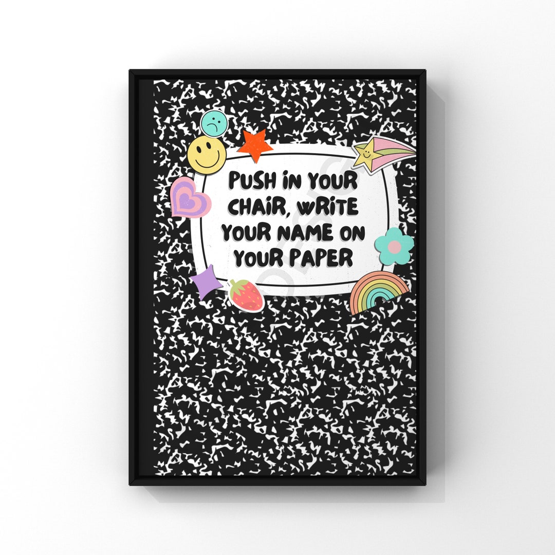 Pastel Pop Push in Your Chairs Classroom Wall Art (digital Download ...