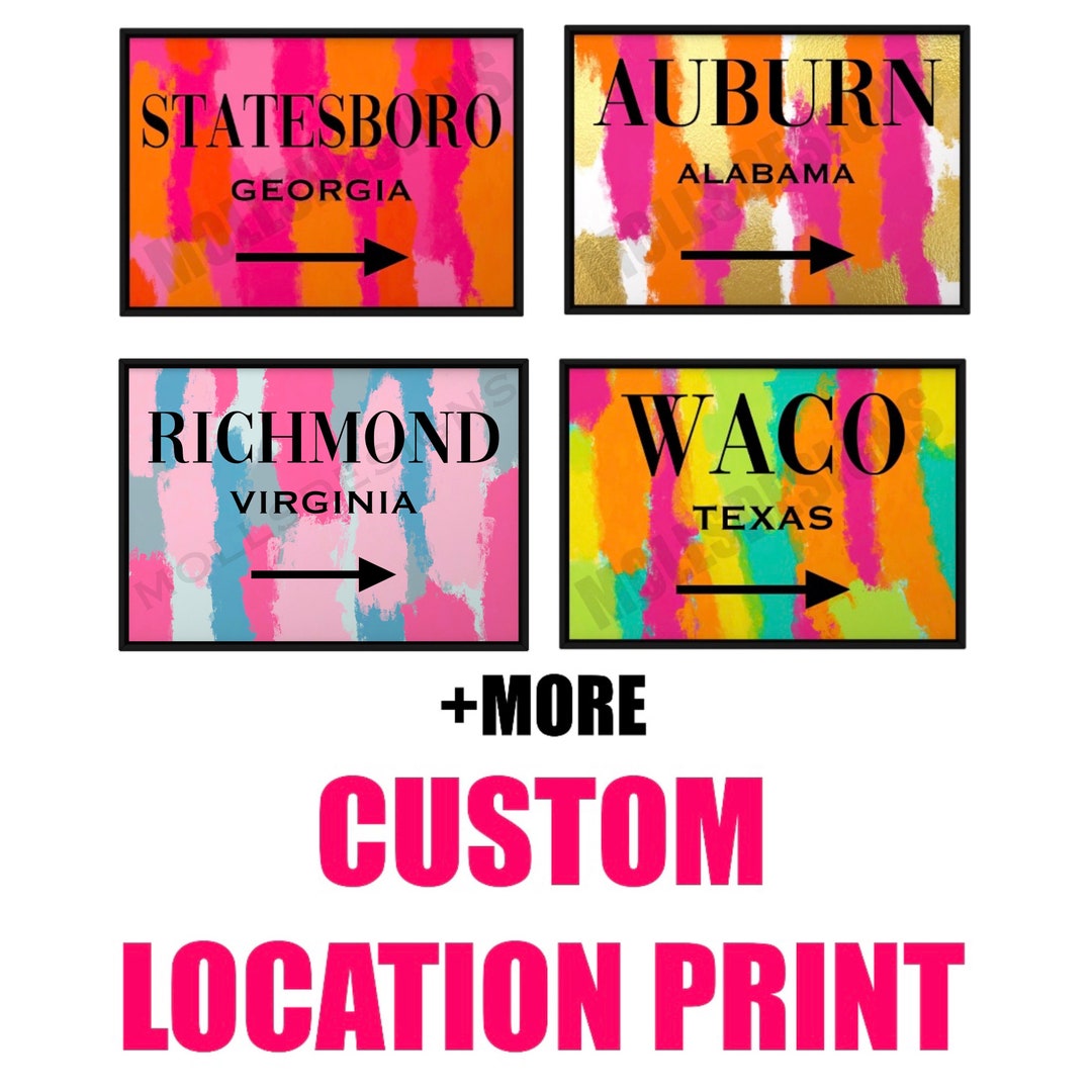 CUSTOM Location Wall Art Design digital Download, Preppy Wall Art, Room ...