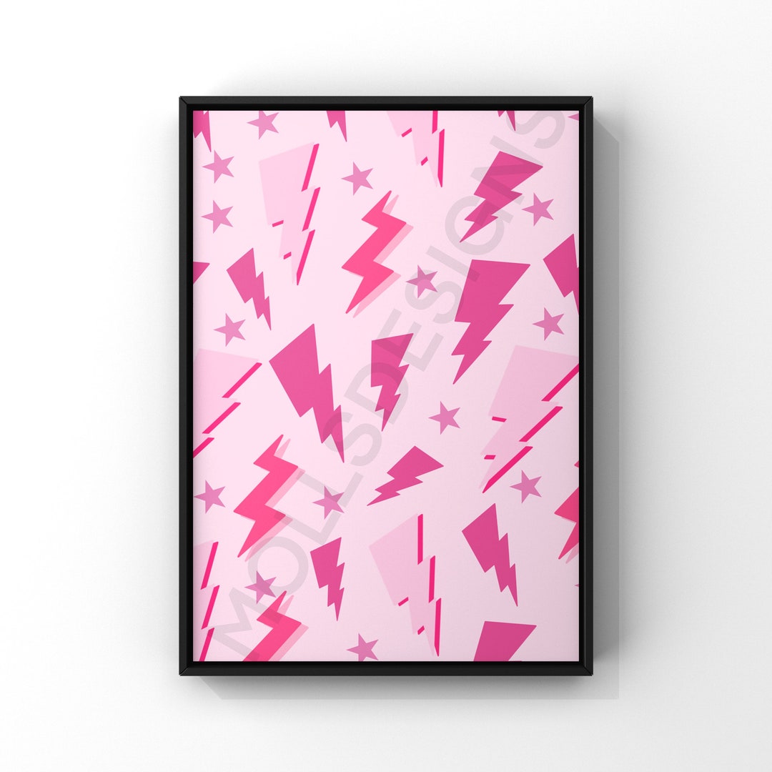 Preppy Pink Lightning Bolts (digital Download), Preppy Wall Art, Room ...