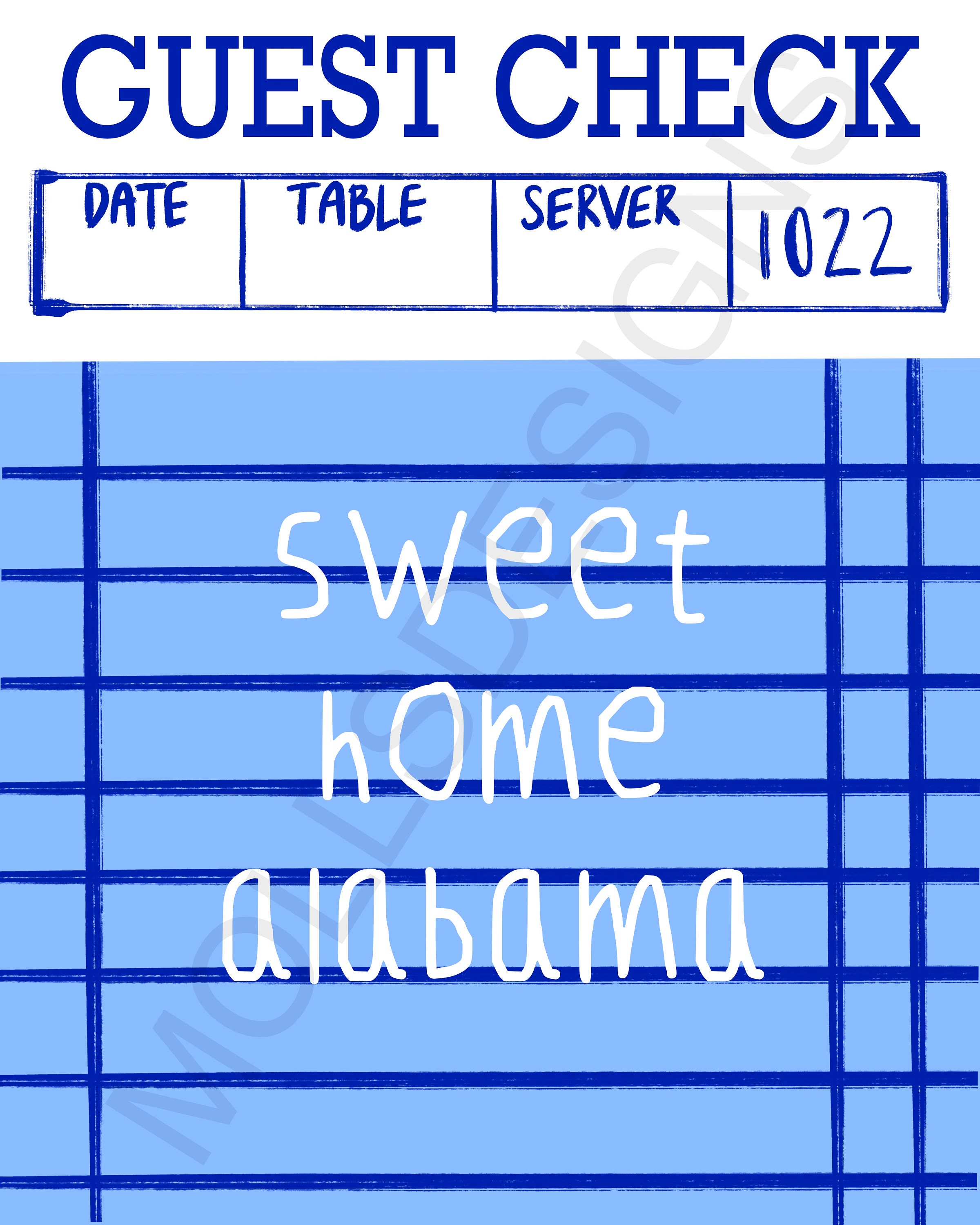 CUSTOM Guest Check Wall Art Design digital Download Preppy - Etsy