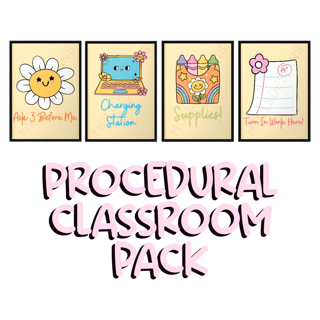 Class Procedures Classroom Wall Art Pack (digital Download), Preppy ...