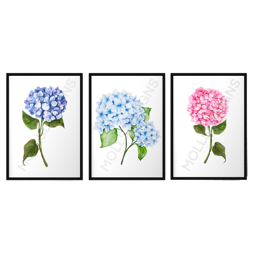 Hydrangea Flower Wall Art Pack (digital Download), Preppy Wall Art ...