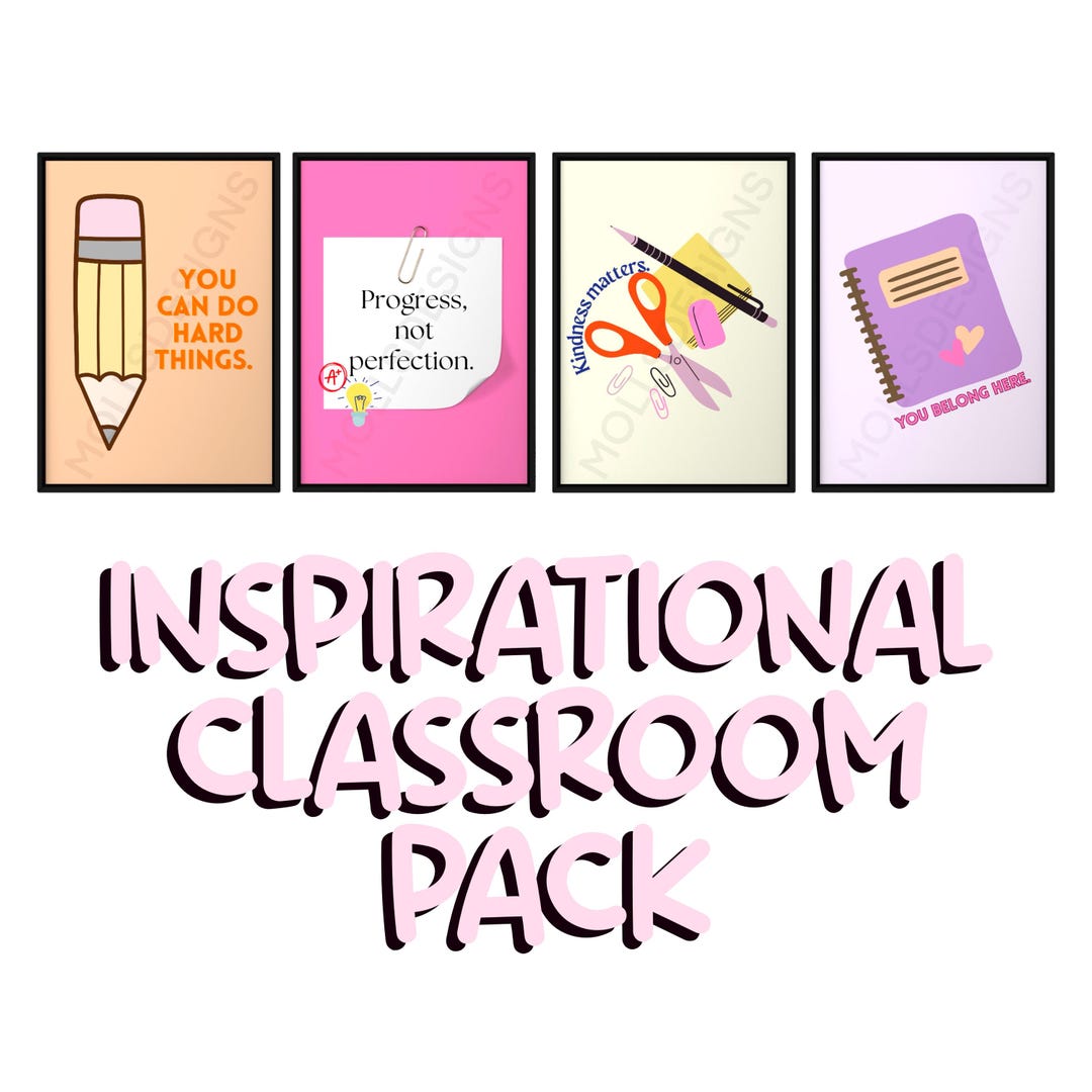 Inspirational Classroom Wall Art Pack (digital Download), Preppy Wall ...