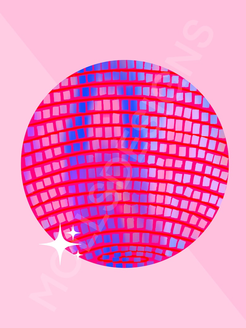 Preppy Colorful Disco Ball digital Download Preppy Wall - Etsy