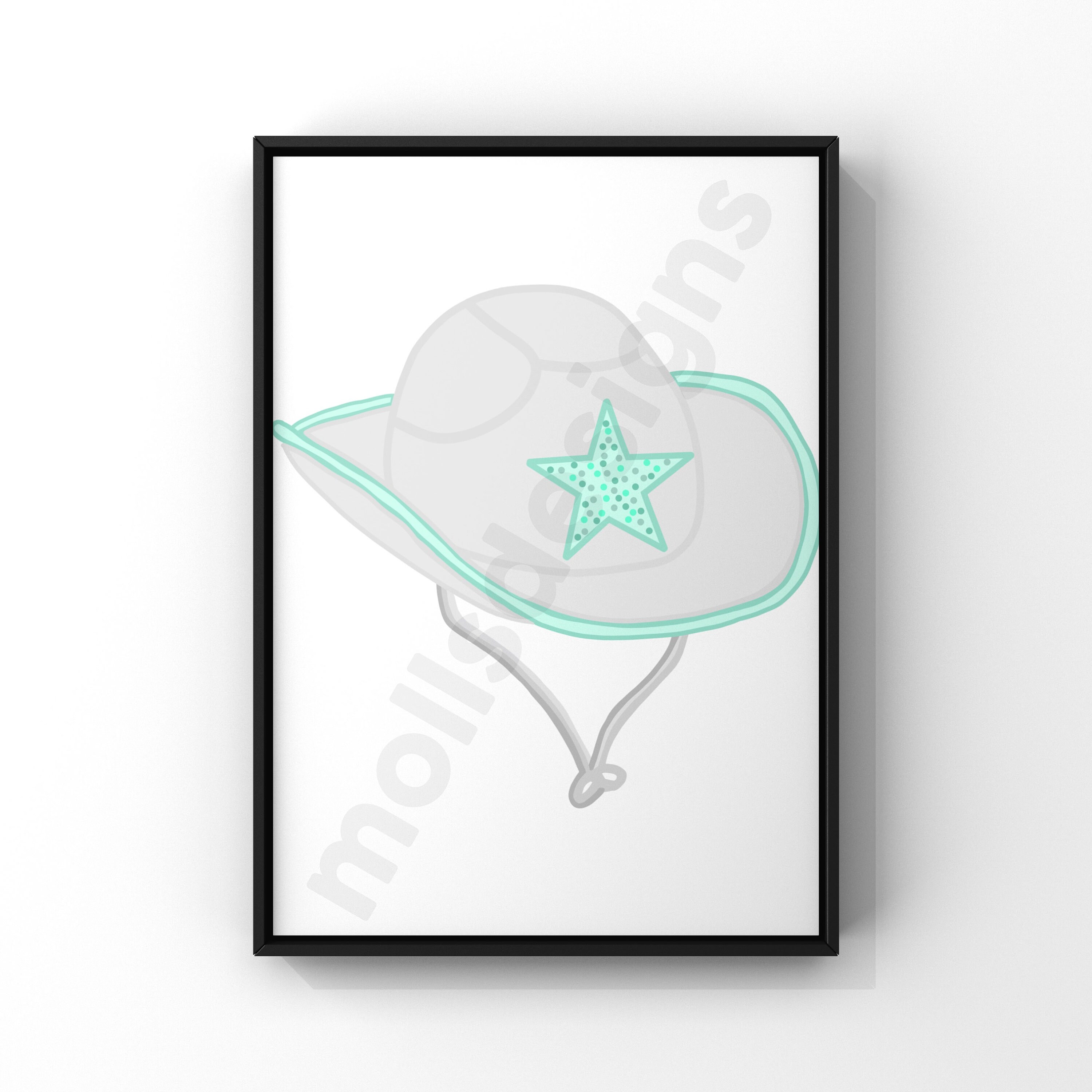 Blue Preppy Star Cowboy Hat Digital Download Preppy Wall | Etsy
