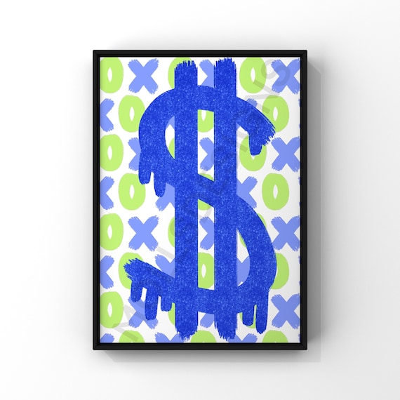 Preppy Blue and Green XOXO Money Sign digital Download | Etsy