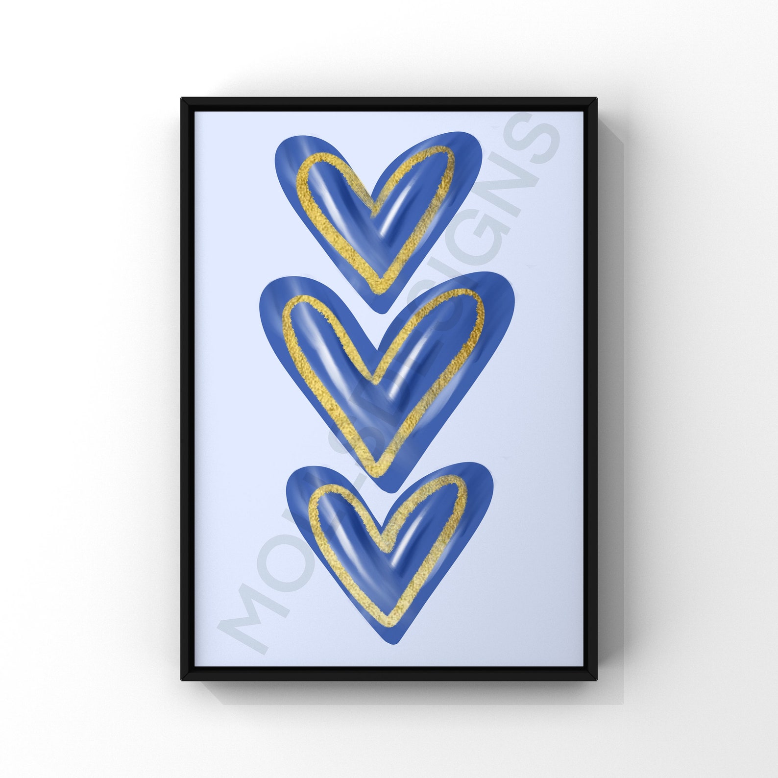 Preppy Blue Foil Hearts digital Download Preppy Wall Art - Etsy