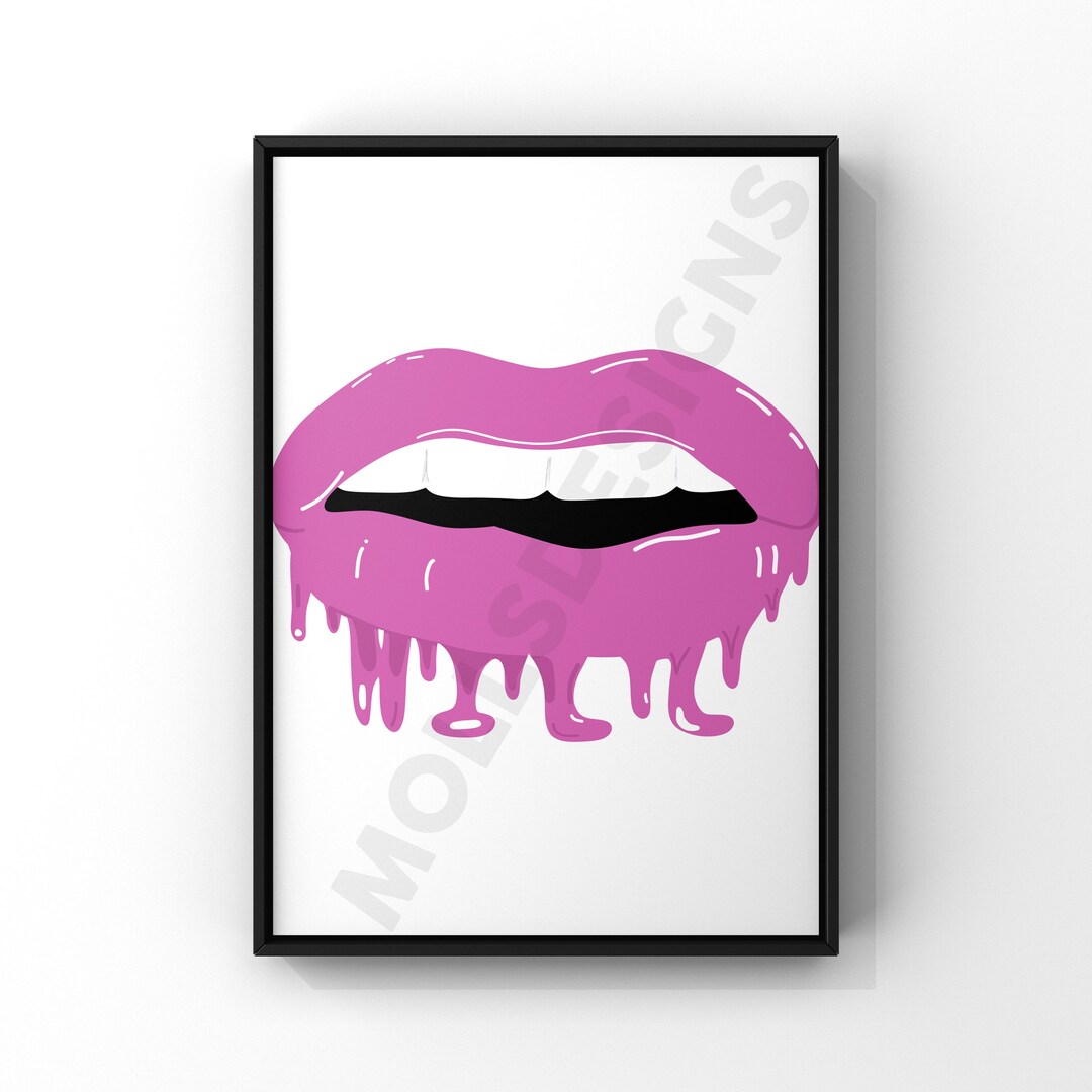 Preppy Pink Lips digital Download Preppy Wall Art Room - Etsy