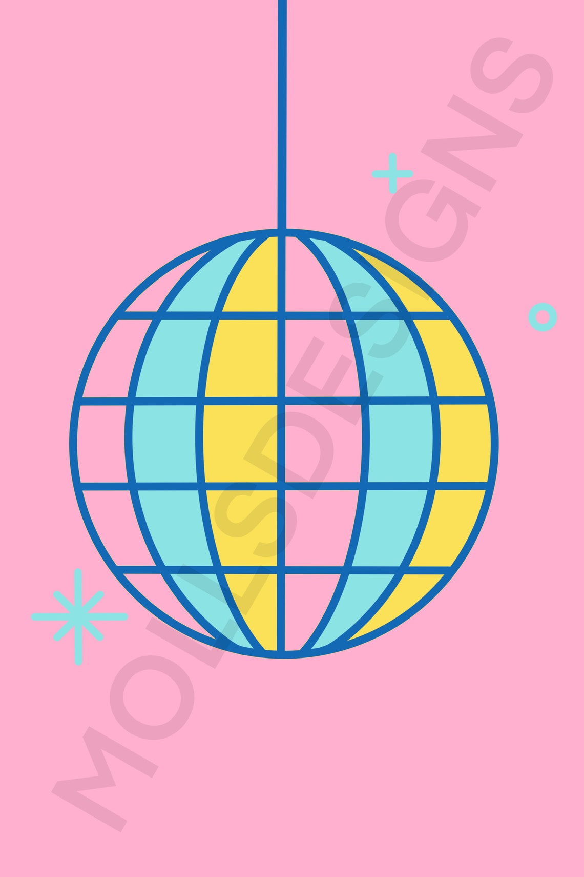 Preppy Colorful Disco Ball (digital Download), Preppy Wall Art, Room ...