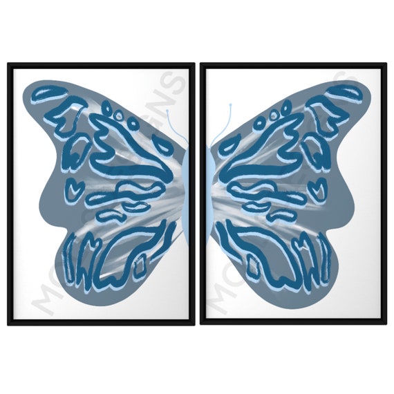 Preppy Split Butterfly Wall Art digital Download Preppy | Etsy