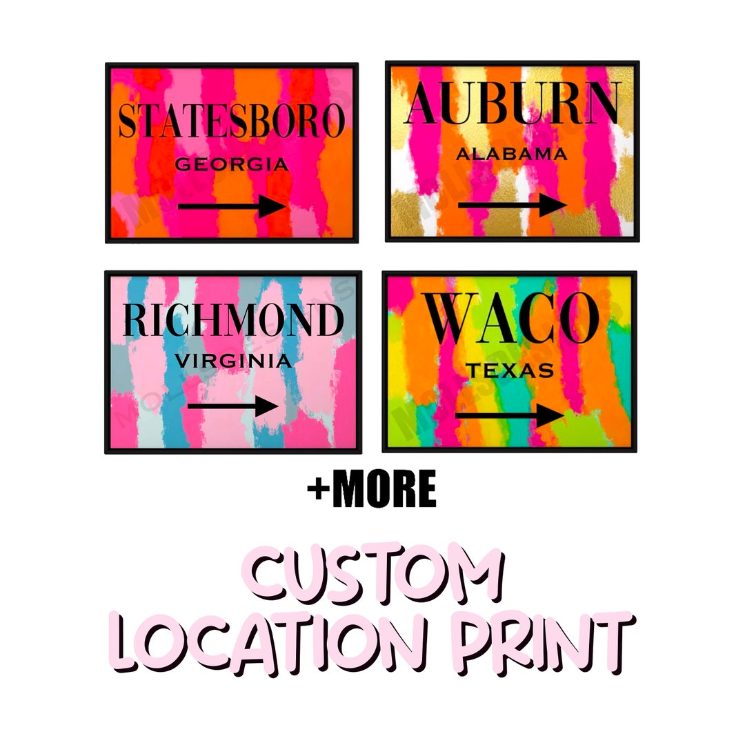 CUSTOM Location Wall Art Design (digital Download), Preppy Wall Art ...