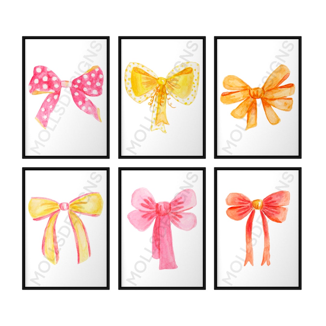 Preppy Coquette Bow 6 Print Pack (digital Download), Preppy Wall Art ...