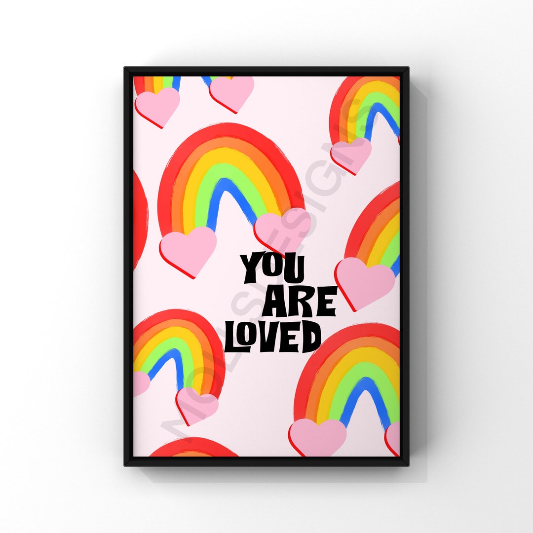 Preppy You Are Loved Rainbow Wall Art Design (digital Download), Preppy ...