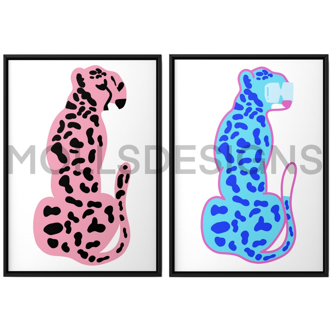 Preppy Pink and Blue Leopard Pack digital Download, Preppy Wall Art ...