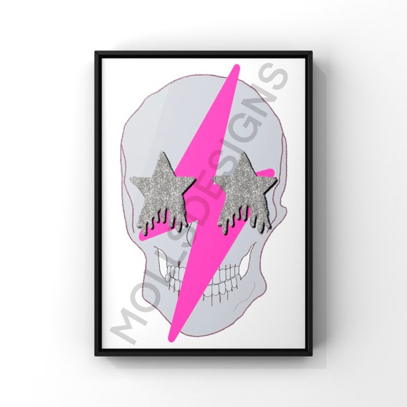 Pink Preppy Skull Wall Art digital Download Preppy Wall - Etsy