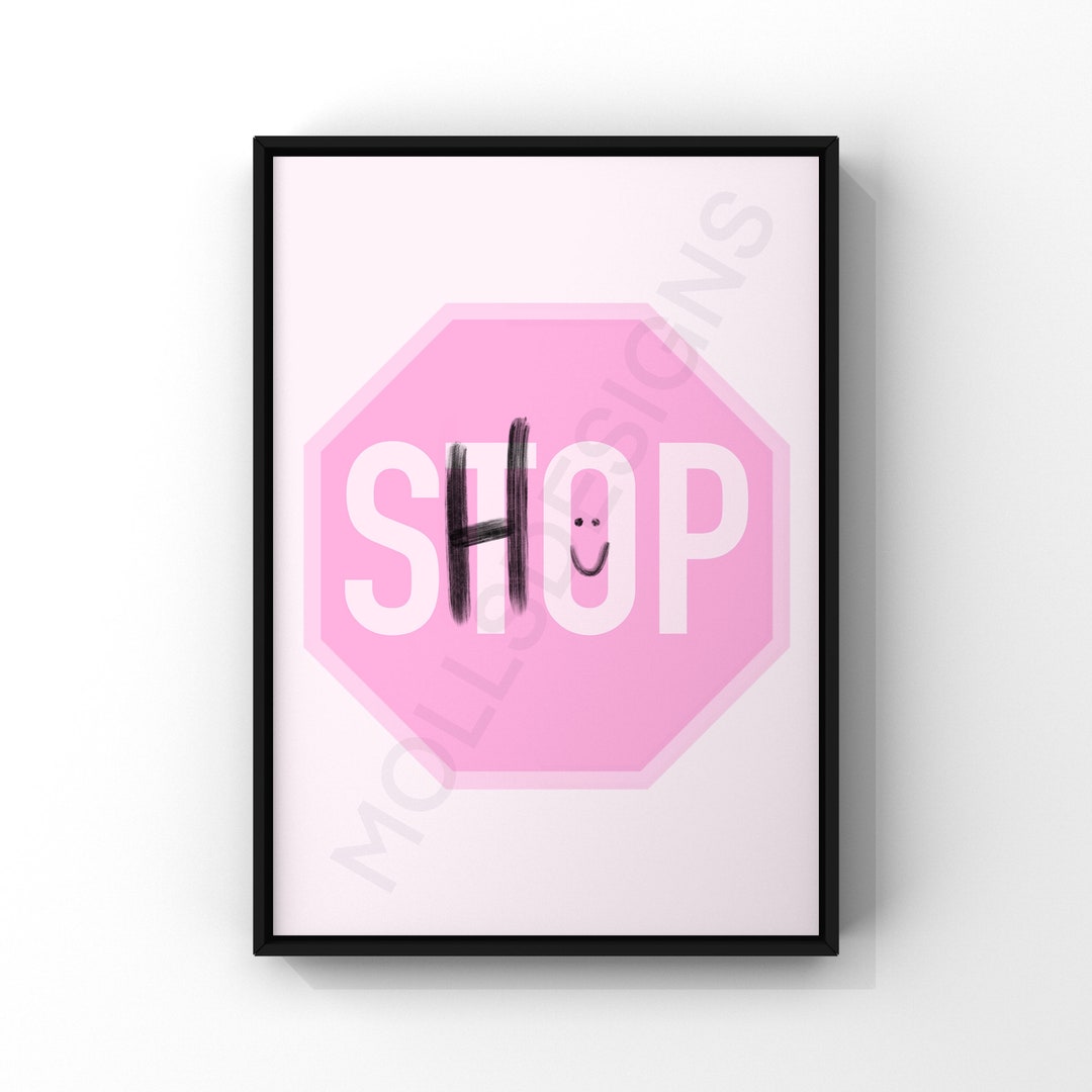 Preppy Shop Stop Sign Wall Art digital Download, Preppy Wall Art, Room ...