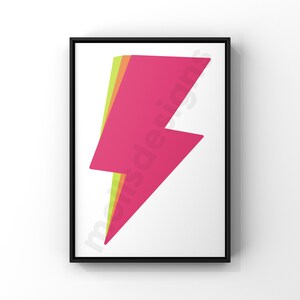 Preppy Neon Lightning Bolt digital Download, Preppy Wall Art, Room ...